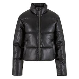 Allwetterjacke Urban Classics "Urban Classics Ladies Synthetic Leather Puffer Jacket", Damen, Gr. 3XL, schwarz, 100% Polyester, unifarben, normal, amerikanischer Ausschnitt, Jacken