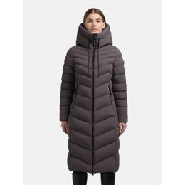 Steppjacke Khujo "Stoane2", Damen, Gr. L (40), dunkelgrau, Material: 100% Nylon, normal knielang, hoch geschlossener Ausschnitt, elastischer Bund, Jacken Steppjacke, Winterjacke mit Kapuze