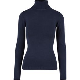 Rundhalspullover Urban Classics "Urban Classics Damen Ladies Knitted Turtleneck Sweater", Damen, Gr. 4XL, navy, 70% Viskose, 30% Polyamid, unifarben, slim fit, herzf&ouml;rmiger Ausschnitt, Pullover Rundhalspullover
