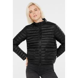 Steppjacke SENSES.THE LABEL, Damen, Gr. L, schwarz, Material: 100% Polyamid, Futter: 100% Polyester, F&uuml;llung: 100% Polyester, unifarben, gerade kurz, eingesetzt gerader Abschluss, Jacken Steppjacke, mit verstellbarem Gummizug im Saum