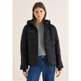 Steppjacke Cecil, Damen, Gr. L (42), schwarz, Stoff, Obermaterial: 100% Nylon; Futter: 100% Polyester; F&uuml;llung: 100% Polyester, unifarben, normal normal, ohne Ausschnitt, elastischer Bund, Jacken Steppjacke, mit Kapuze mit Tunnelzugband