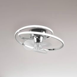 REALITY LEUCHTEN LED-Ventilator Umea, chrom, DC, leise, &Oslash; 50 cm, CCT, Remote