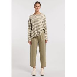 ELBSAND Longsleeve "Tooske" in Taupe/ Wei&szlig; - 54% | Gr&ouml;&szlig;e L | Damen-tops