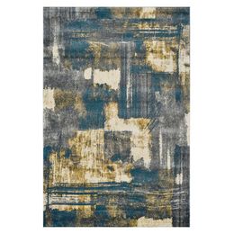 deco Rugs & Carpet Kurzflor-Teppich "Milano" in Grau/ Blau/ Gold - 63% | Gr&ouml;&szlig;e 80x150 cm |