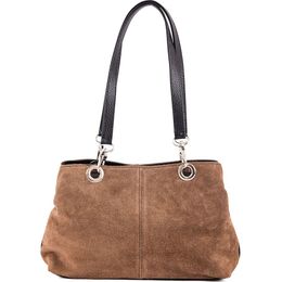 Lia Biassoni Leder-Schultertasche in Taupe - (B)32 x (H)20 x (T)14 cm - 73% | Damen-taschen
