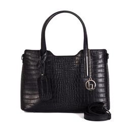 Lia Biassoni Leder-Schultertasche "Acco" in Schwarz - (B)32 x (H)22 x (T)12 cm - 76% | Damen-taschen