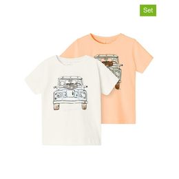 name it 2er-Set: Shirts in Orange/ Wei&szlig; - 53% | Gr&ouml;&szlig;e 92 | Baby-shirts