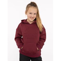 Zwillingsherz Hoodie "Happiness Vibes" in Bordeaux - 45% | Gr&ouml;&szlig;e 146/152 | Kinder-sweatshirts-jacken