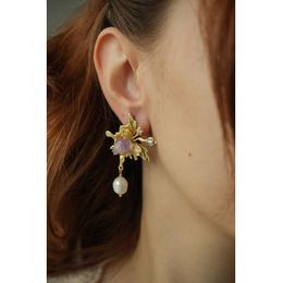 L'Atelier de Gaia Vergold. Ohrringe mit Perlen und Edelsteinen - 82% | Schmuck