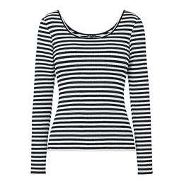 Pieces Longsleeve "Kitte" in Schwarz/ Wei&szlig; - 25% | Gr&ouml;&szlig;e M | Damen-tops