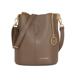 Mia Tomazzi Leder-Umh&auml;ngetasche in Taupe - (B)20 x (H)23 x (T)14 cm - 76% | Damen-taschen
