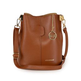 Mia Tomazzi Leder-Umh&auml;ngetasche "Vepra" in Cognac - (B)20 x (H)23 x (T)14 cm - 73% | Damen-taschen