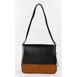 Mia Tomazzi Leder-Umh&auml;ngetasche "Viminale" in Schwarz/ Cognac - (B)30 x (H)24 x (T)8 cm - 75% | Damen-taschen
