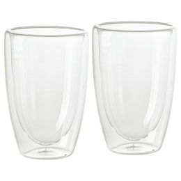 Leonardo Kaffeebecher DUO II, Klar, Glas, 400 ml, 18.1x14x9.4 cm, hitzebest&auml;ndig, doppelwandig, Kaffee & Tee, Tassen, Kaffeebecher