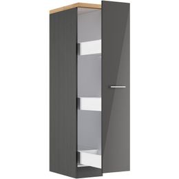 KOCHSTATION Apothekerschrank &raquo;KS-Milan&laquo; Apothekerschrank 30 cm, matte oder hochgl&auml;nzende Fronten grau MDF