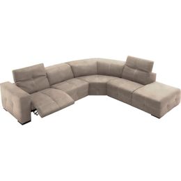 Egoitaliano Ecksofa &raquo;Sauvanne, Designsofa der Extraklasse, elegant und bequem&laquo; wahlweise mit elektrischer Relaxfunktion, Kopfteilverstellung beige Leder &raquo;BULL&laquo; (