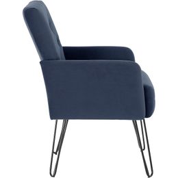 exxpo - sofa fashion Sessel &raquo;Doppio, Loungesessel mit Designuntergestell, bequem und elegant&laquo; aufwendige R&uuml;ckenverarbeitung, Breite 61 cm blau