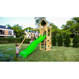 Fungoo Spielturm &raquo;Charly, mit Rutsche, Schaukel, Kletterwand und wetterfestem Dach&laquo; Made in Germany, FSC - sch&uuml;tzt Wald beige Holz