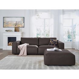 Musterring Hocker &raquo;LUCIA&laquo; braun Flachgewebe VALMONT (60% Baumwolle/40% Leinen);Leder PURO, pigmentiertes Leder;Microfaser CRONA (100% Polyester);Flachgewebe 