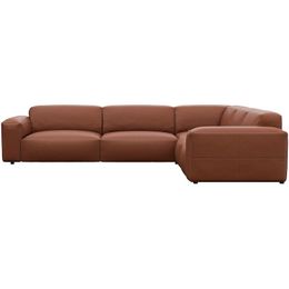 FLEXLUX Ecksofa &raquo;Lucera, super bequem durch hochwertigen Sitzaufbau mit Kaltschaum&laquo; modern & anschmiegsam, L-Form, Designsofa braun 100% Echteder