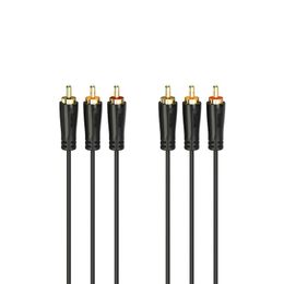Hama Audio- & Video-Kabel &raquo;Audiokabel, Videokabel, 3 Cinch Stecker, 1,5m&laquo; Cinch 150 cm schwarz Knickschutz durch flexible Materialien verhindert Kabelbruch
