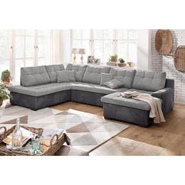 Home Affaire Wohnlandschaft &raquo;F&ouml;hr U-Form&laquo; wahlweise mit Bettfunktion grau 100% Polyester PRIMABELLE /Webstoff;100% Polyester Melrose /Struktur grob;