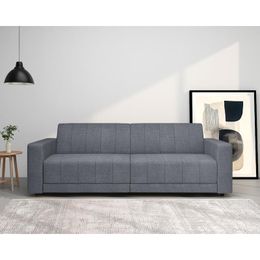 3-Sitzer &raquo;Allie II Schlafsofa 225 cm&laquo; Bett-Funktion (108/190cm), R&uuml;ckenlehne 2-teilig, mit Steppung grau 100% Polyester