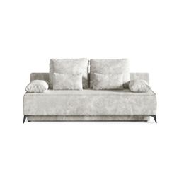 WERK2 Schlafsofa &raquo;Indira Samtvelour Boucle Bezug, Breite 206cm, Liegefl&auml;che 202/145cm,&laquo; 2-Sitzer Sofa & Schlafcouch mit Bettkasten silber 100% 