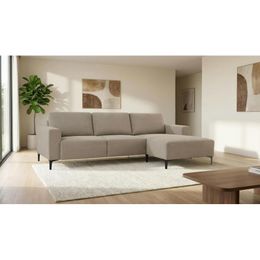 Home Affaire Ecksofa &raquo;Tournon, L-Form, Breite 262 cm, Webstoff, Chenille&laquo; Designsofa im nordischen Stil, Wellenunterfederung, Metallf&uuml;&szlig;e braun 100% 