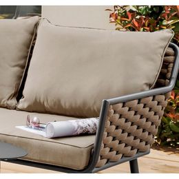Destiny Gartenlounge-Set &raquo;RAVENNA&laquo; 1x 2er Sofa, 2x Sessel, 2x Tisch, inkl. Auflagen, 12 Stk. tlg. Aluminium, Olefin-Rope braun Obermaterial: 100% Polyester. 
