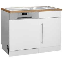 KOCHSTATION Sp&uuml;lenschrank &raquo;KS-Samos&laquo; 110 cm breit, inkl. T&uuml;r/Sockel f&uuml;r Geschirrsp&uuml;ler wei&szlig;