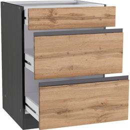 KOCHSTATION Unterschrank &raquo;KS-Riesa&laquo; Breite 60 cm, MDF-Fronten braun Holzwerkstoff