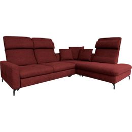 Alina Ecksofa &raquo;Louis&laquo; Breite 260 cm, R&uuml;ckenlehnenverstellung, wahlweise mit Bettfunktion rot Struktur fein TCM (100% Polyester)
