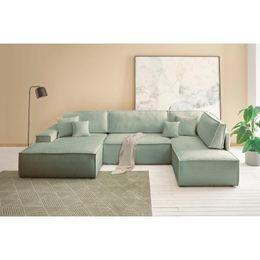 OTTO home Wohnlandschaft &raquo;FINNLEY U-Form XXL 329 cm - OTTO. Verl&auml;ssliche Qualit&auml;t.&laquo; Schlafsofa, Bettkasten, in Boucl&eacute;, Struktur fein und Mega Cord 