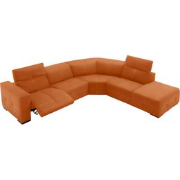 Egoitaliano Ecksofa &raquo;Sauvanne, Designsofa der Extraklasse, elegant und bequem&laquo; wahlweise mit elektrischer Relaxfunktion, Kopfteilverstellung orange Leder &raquo;BULL&laquo; (