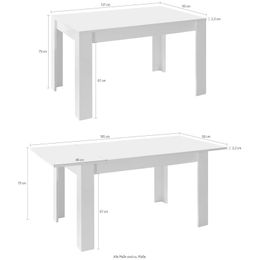 Home Affaire Esstisch &raquo;Basic 137x90x79 cm (BxTxH), Esszimmertisch Weiss Hochglanz Lack,&laquo; moderner rechteckiger K&uuml;chentisch, ausziehbar, erweiterbar 