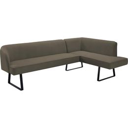 exxpo - sofa fashion Eckbank &raquo;Americano&laquo; mit Keder und Metallf&uuml;&szlig;en, Bezug in verschiedenen Qualit&auml;ten grau