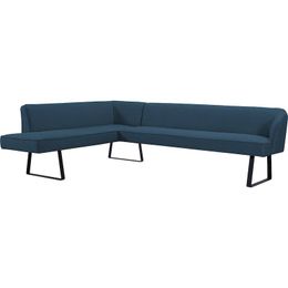 exxpo - sofa fashion Eckbank &raquo;Americano&laquo; mit Keder und Metallf&uuml;&szlig;en, Bezug in verschiedenen Qualit&auml;ten blau