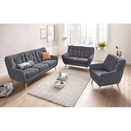 exxpo - sofa fashion Sessel &raquo;Scandi, Loungesessel mit tollem Sitzkomfort, hochwertige Polsterung&laquo; bequem, hohe Holzf&uuml;&szlig;e grau Korpus: 100% PES;Luxus-