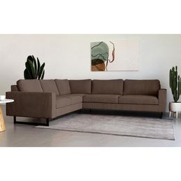 Home Affaire Ecksofa &raquo;Pinto, XXL, 250/290 cm, langer Schenkel, Ottomane&laquo; Cord, Chenille, Lederoptik, mit Keder, Metallf&uuml;&szlig;e, Wellenunterfederung braun 