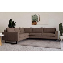 Home Affaire Ecksofa &raquo;Pinto, XXL, 250/290 cm, langer Schenkel, Ottomane&laquo; Cord, Chenille, Lederoptik, mit Keder, Metallf&uuml;&szlig;e, Wellenunterfederung braun 