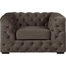 Home Affaire Chesterfield-Sessel &raquo;Kalina Sessel&laquo; mit klassischer Chesterfield-Knopfheftung, sehr hochwertige Qualit&auml;t braun 100% Polyester