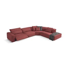 Egoitaliano Ecksofa &raquo;Beverly, extravangantes Designsofa mit erstklassigem Sitzkomfort&laquo; wahlweise mit elektrischer Relaxfunktion, Kopfteilverstellung rot