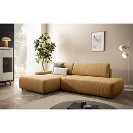 Home Affaire Ecksofa &raquo;TORGE, Schlafsofa Cord, Samtvelours u. Strukur fein, Couch in L-Form&laquo; Schlaffunktion und Bettkasten, Liegefl&auml;che: 210x125 cm, 