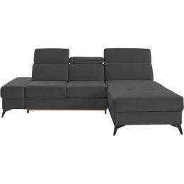 Home Affaire Ecksofa &raquo;Cardiz L-Form&laquo; inkl.Kopfteilverstellung und Federkern wahlweise mit Bettfunktion grau Webstoff (100% Polyester);Luxus-Microfaser