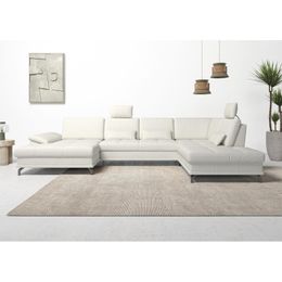 OTTO home Wohnlandschaft &raquo;Costello U-Form, B: 363 cm mit Sitztiefen-, Armteilverstellung &&laquo; 3 Nierenkissen, optional Bettfunktion & Bettkasten wei&szlig; 