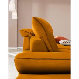 W.Schillig Ecksofa &raquo;enjoy&MORE, Designsofa, elegant und bequem, L-Form&laquo; Sitztiefenverstellung, F&uuml;&szlig;e schwarz pulverbeschichtet, Breite 294 cm gelb 