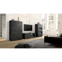 Home Affaire Lowboard &raquo;Basic Breite 140 cm, TV-Board 1 T&uuml;r, 2 offene F&auml;cher (Glasboden),&laquo; TV-Kommode, Metallgriff, moderne Rahmenoptik, Farbauswahl 