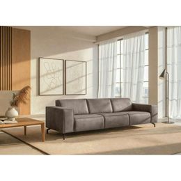 Home Affaire 3-Sitzer &raquo;Lorcan 257 cm, weiches Sitzgef&uuml;hl&laquo; mit schwarzen Metallf&uuml;&szlig;en, Lederoptik und in weichem Strukturstoff 35% LEATHER, 65% PES