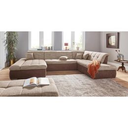 DOMO collection Wohnlandschaft &raquo;PB Moric wahlweise mit Bettfunktion und Armteilverstellung U-Form&laquo; XXL-Format B/T/H: 353/216/80 cm, feine Steppung, 